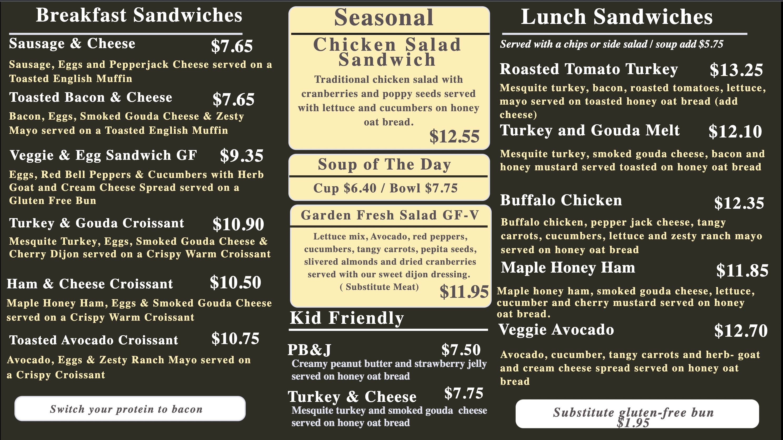 Fiddleheads Cafe Menus
