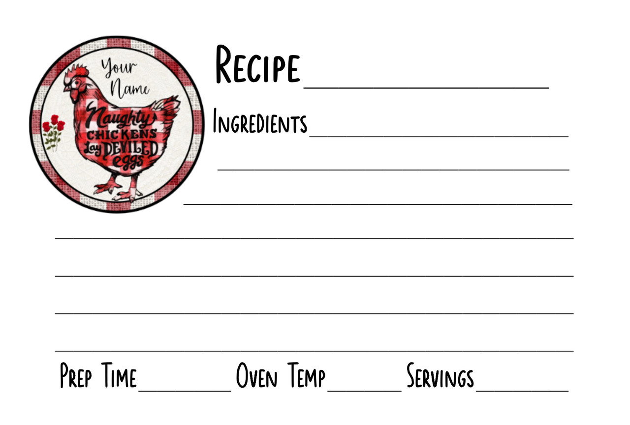Naughty Chicken Personalized Recipe Card