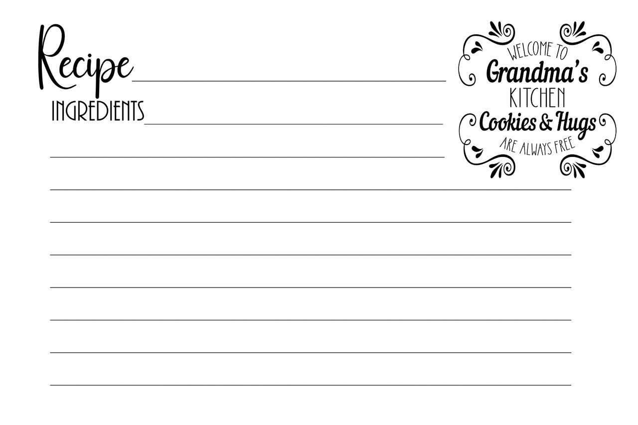 Grandma's Kitchen 4x6 Recipe Card