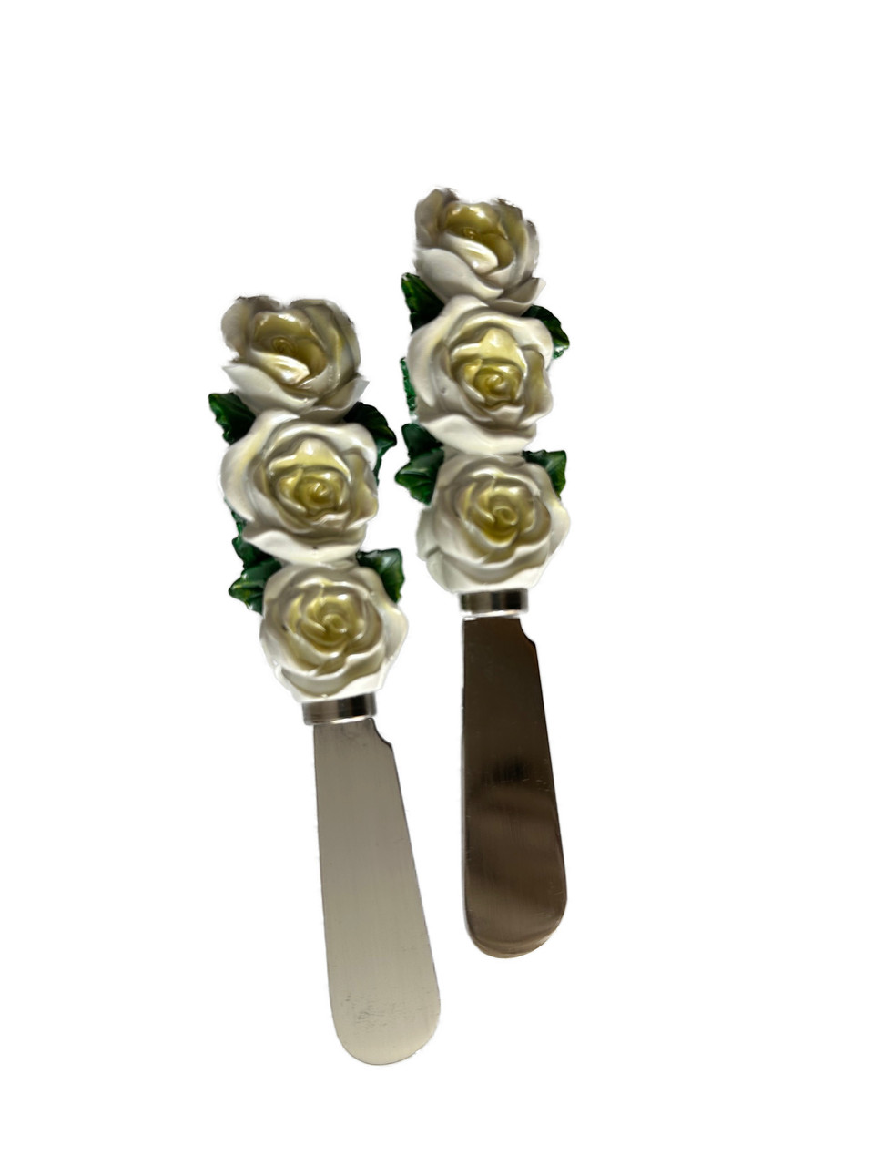 White Rose Cheese Spreader Set of 2