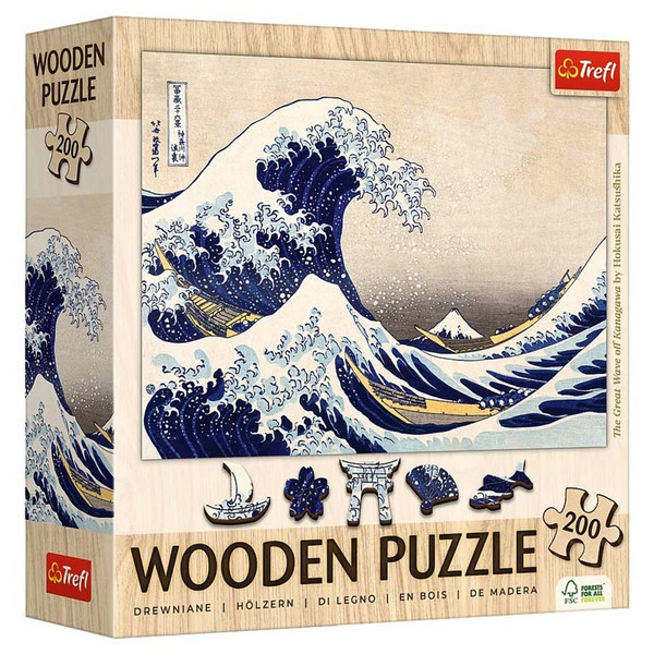 Puzzle: Hokusai Katsushika The Great Wave Off Kanagawa 200 Piece Wood ...
