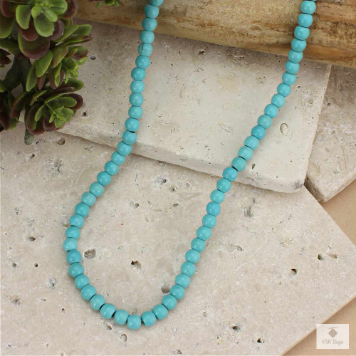 Turquoise Bead Necklace: Beaded Turquoise Choker