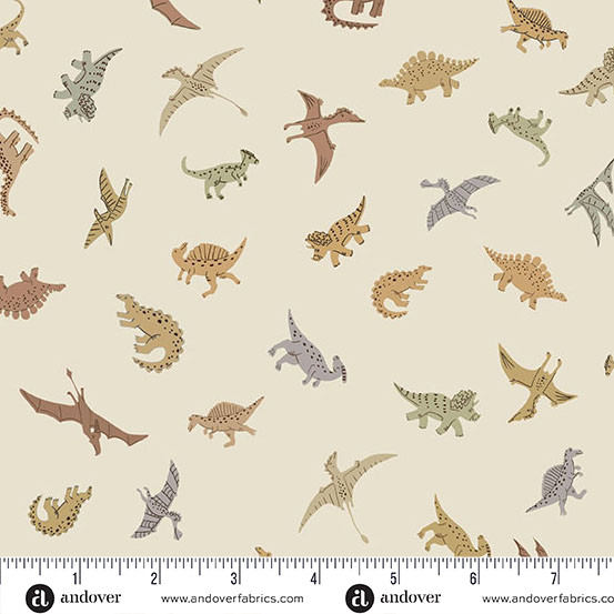 Prehistoric by Makower UK Pals Cream - Andover Fabrics