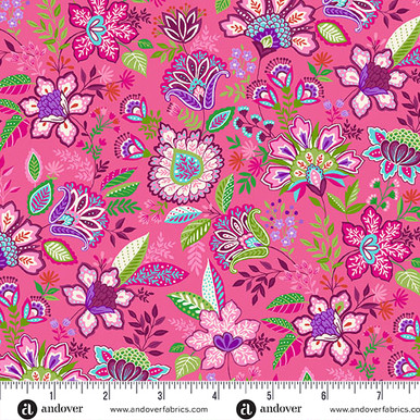 Tropica by Makower UK Botanical Pink - Andover Fabrics