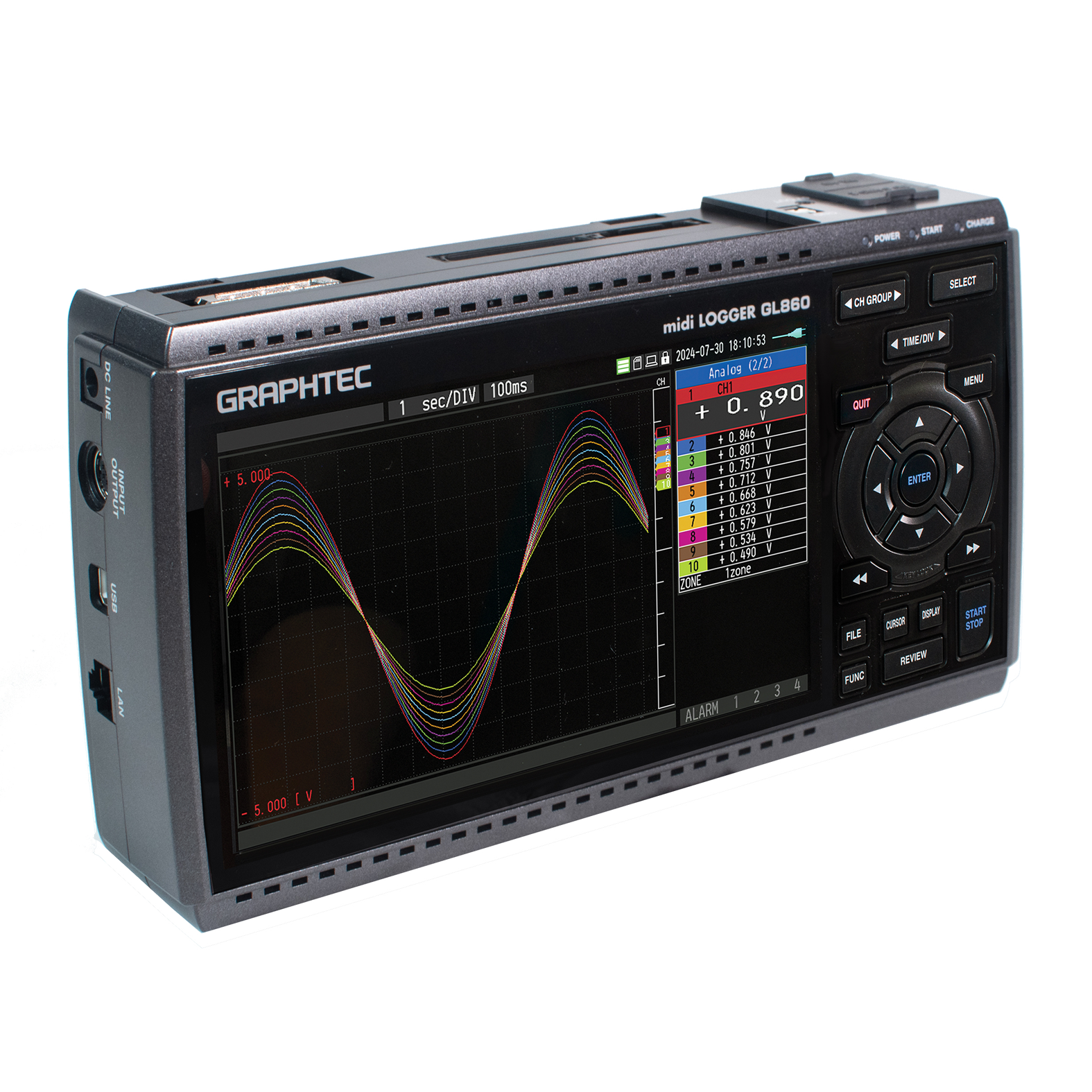 Graphtec America GL860 Standalone Various Input Multichannel Data logger