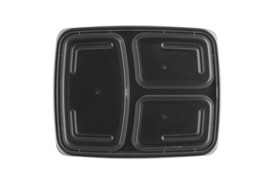 39oz Rectangular Microwaveable Container with Lid 3-compartment, 150 sets
