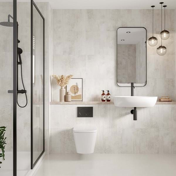 Multipanel White Gypsum Tile Effect Shower Panel | Wet Wall Works