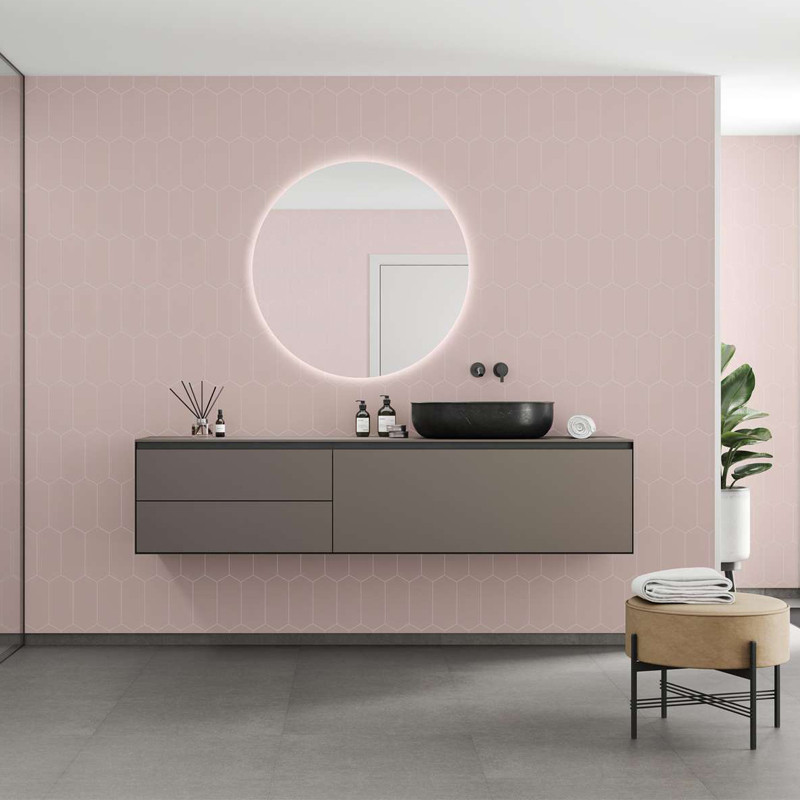 Fibo Urban Elongated Hexagonal Dusky Pink Wall Panel | Wet Wall Works