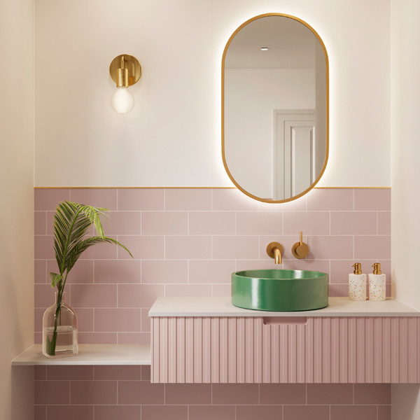 Multipanel Antique Rose Metro Tile Effect Shower Panel | Wet Wall Works