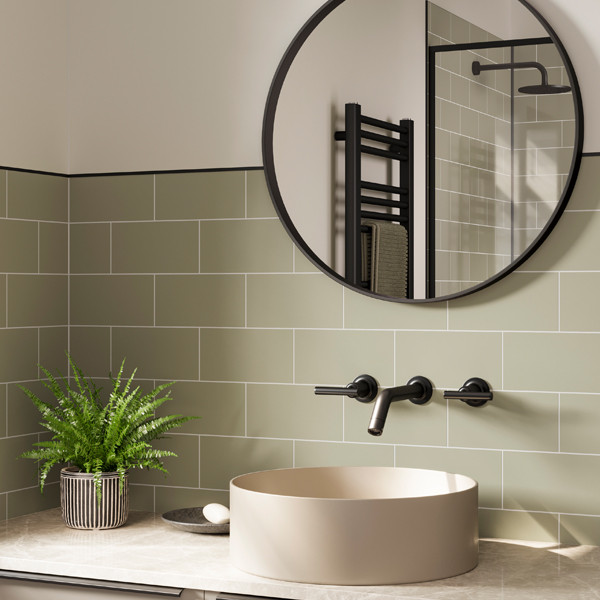 Multipanel Sage Green Metro Tile Effect Shower Panel | Wet Wall Works