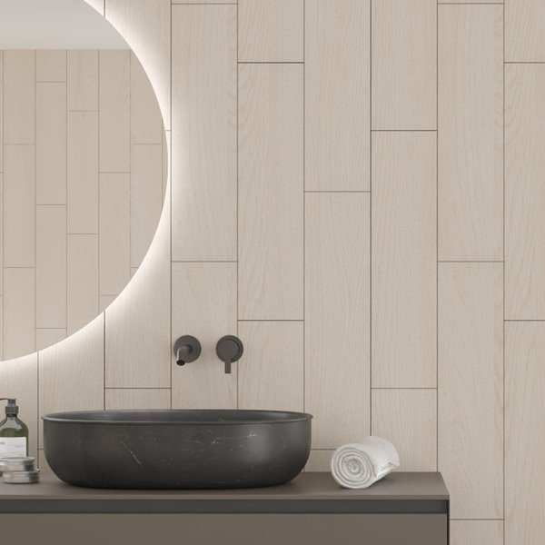 Fibo Scandinavian Light Wood Plank Tile Wall Panel | Wet Wall Works