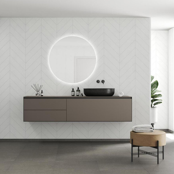 Fibo Urban Chevron Moonstone Wall Panel | Wet Wall Works