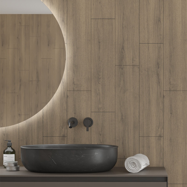 Fibo Scandinavian Pure Oak Plank Tile Wall Panel | Wet Wall Works