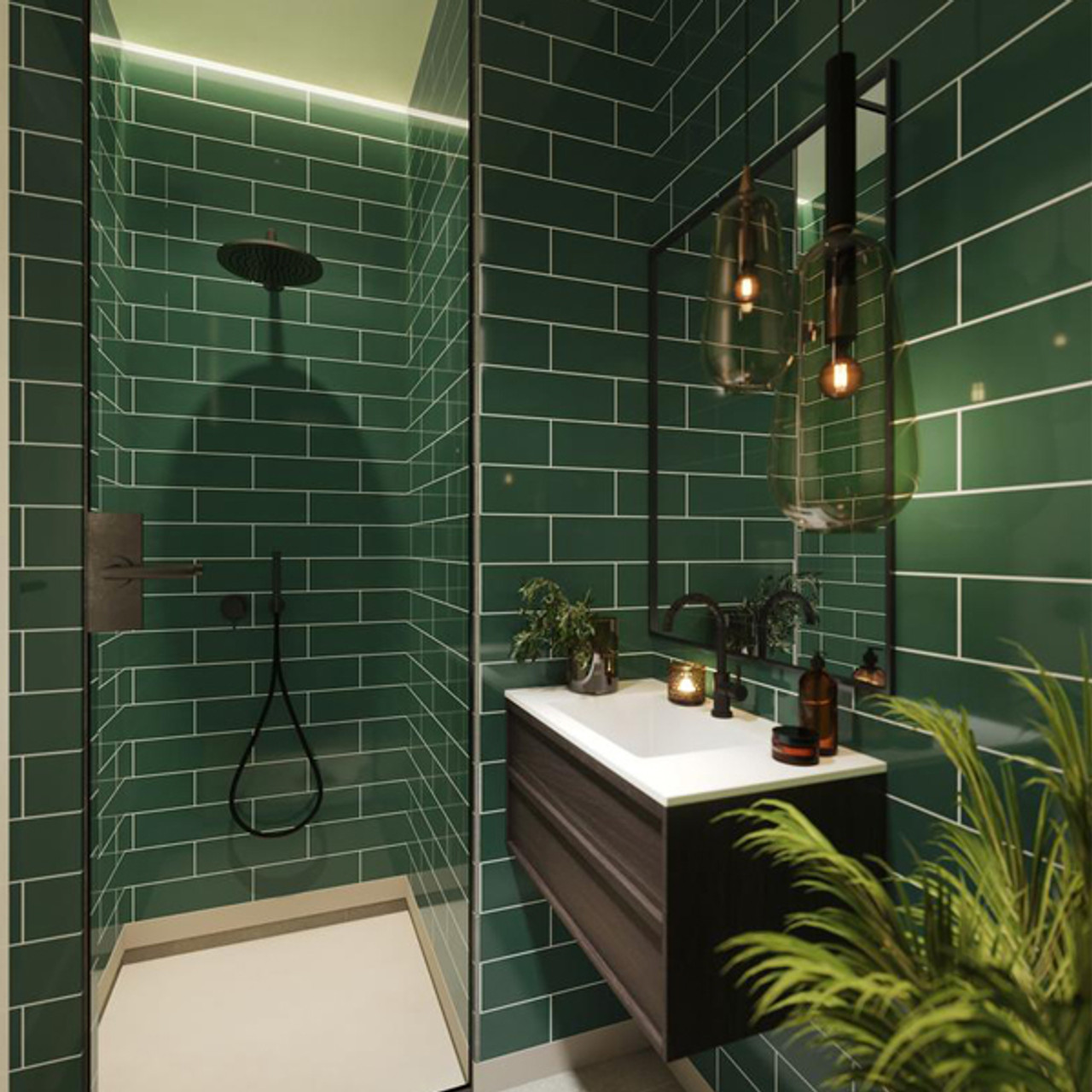 Fibo Urban Metro Bottle Green Shower Panel | Wet Wall Works