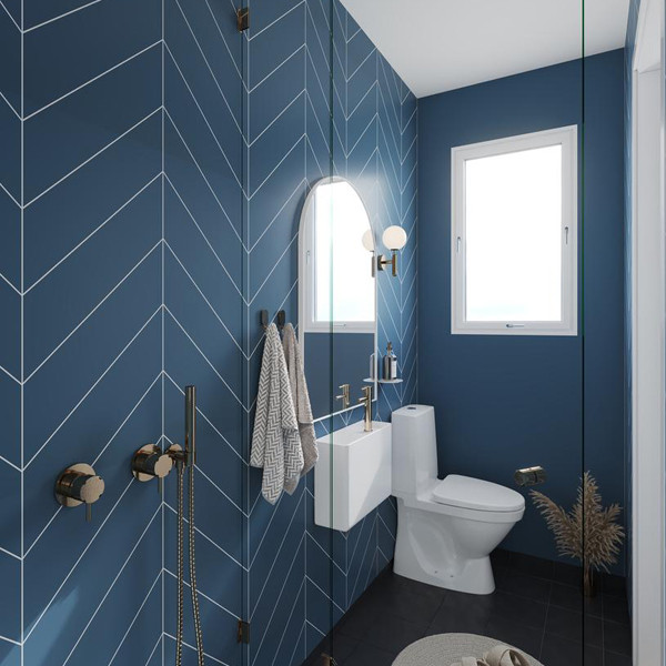 Fibo Urban Chevron Dusty Blue Shower Panel | Wet Wall Works