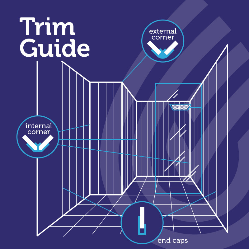 Perform Star Blue Satin Herringbone Tile Effect Shower Panel | Wet Wall ...