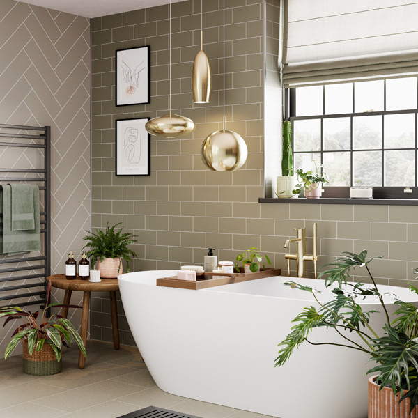 Multipanel Sage Green Metro Tile Effect Shower Panel | Wet Wall Works