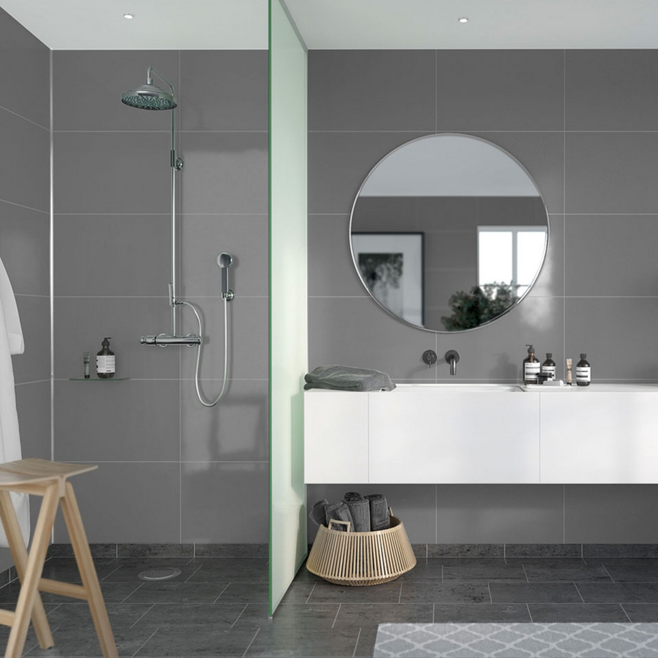 Fibo Contemporary Dusty Blue Tile Wall Panel | Wet Wall Works