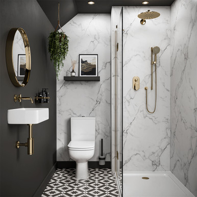 Multipanel Calacatta Marble Linda Barker Shower Panel | Wet Wall Works