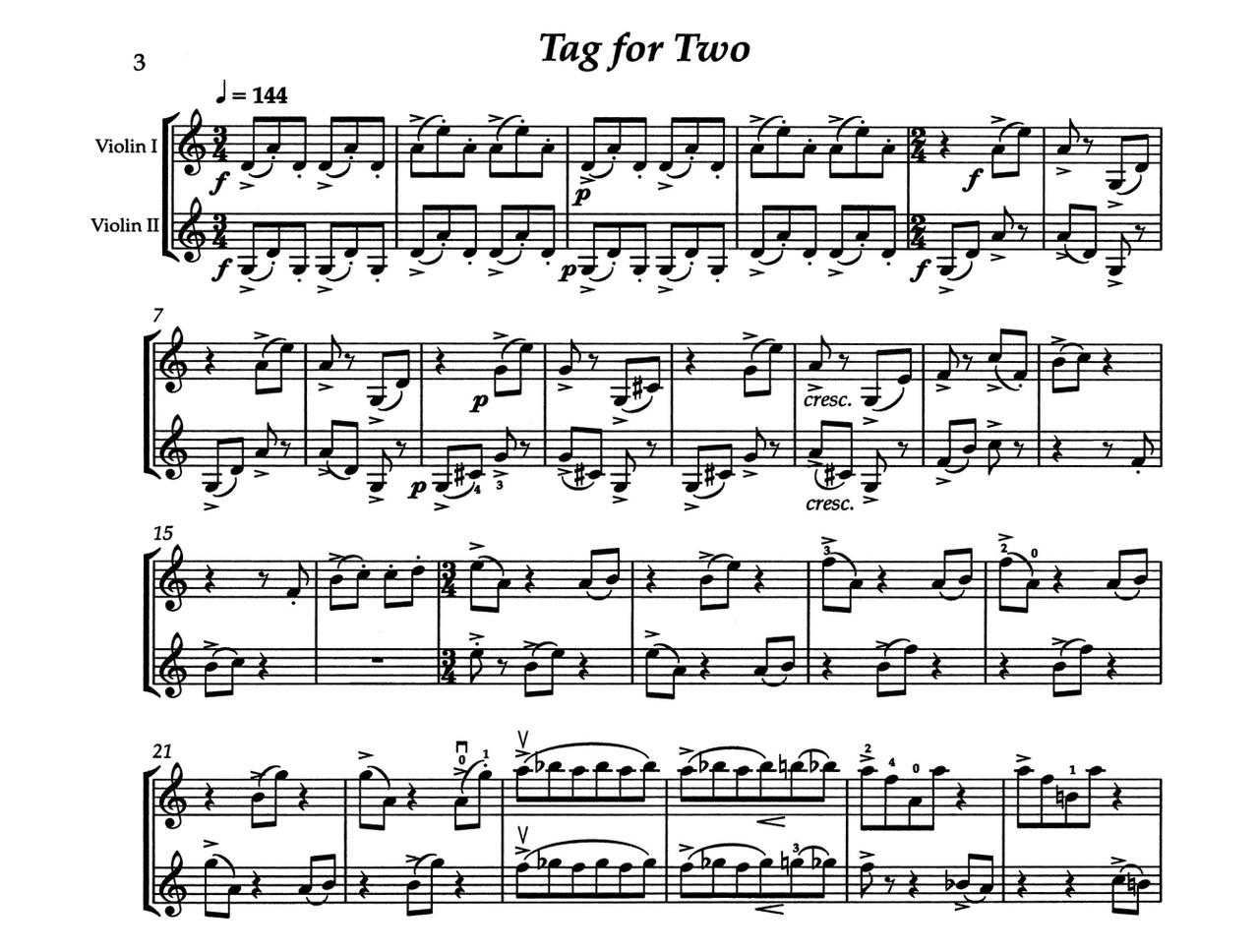 Two Duets for Two Violins (download) - Imagine Music Publishing LLC