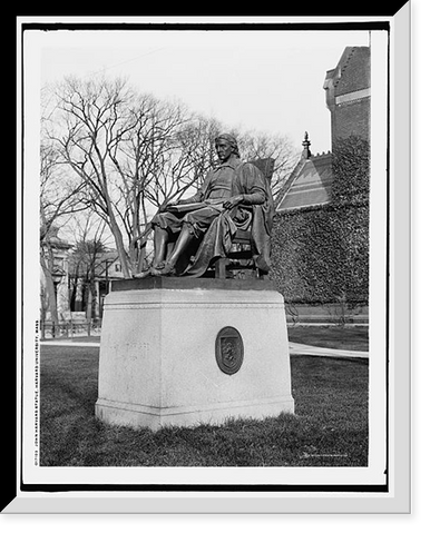 Historic Framed Print, John Harvard statue, Harvard University, Mass ...