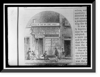 Historic Framed Print, WOODCUT OF NEW YORK POST OFFICE, 17-7/8" x 21-7/8"