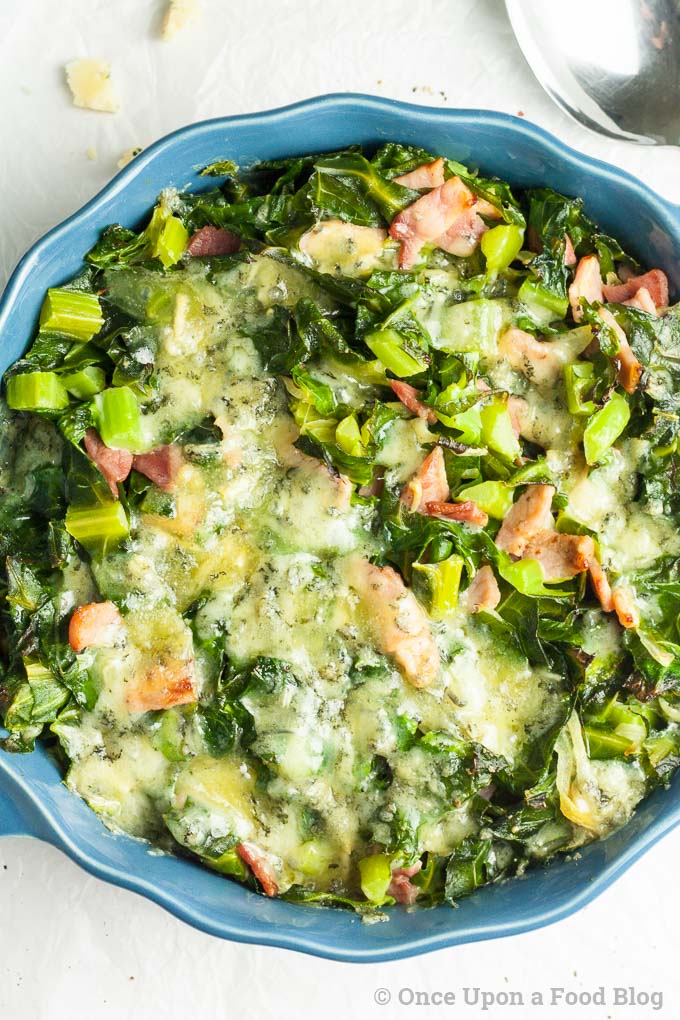 Cheesy Bacon Spring Greens - Baconfreak.com