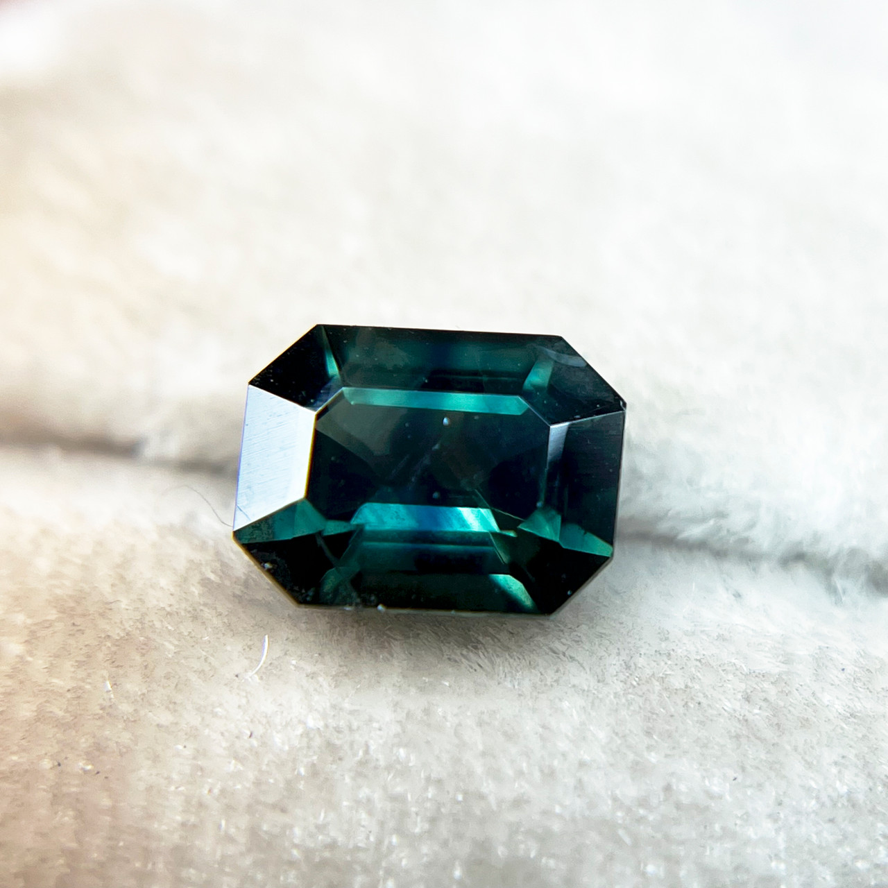 Montana Sapphire Deep Green Emerald Cut Stone | Olivia Ewing