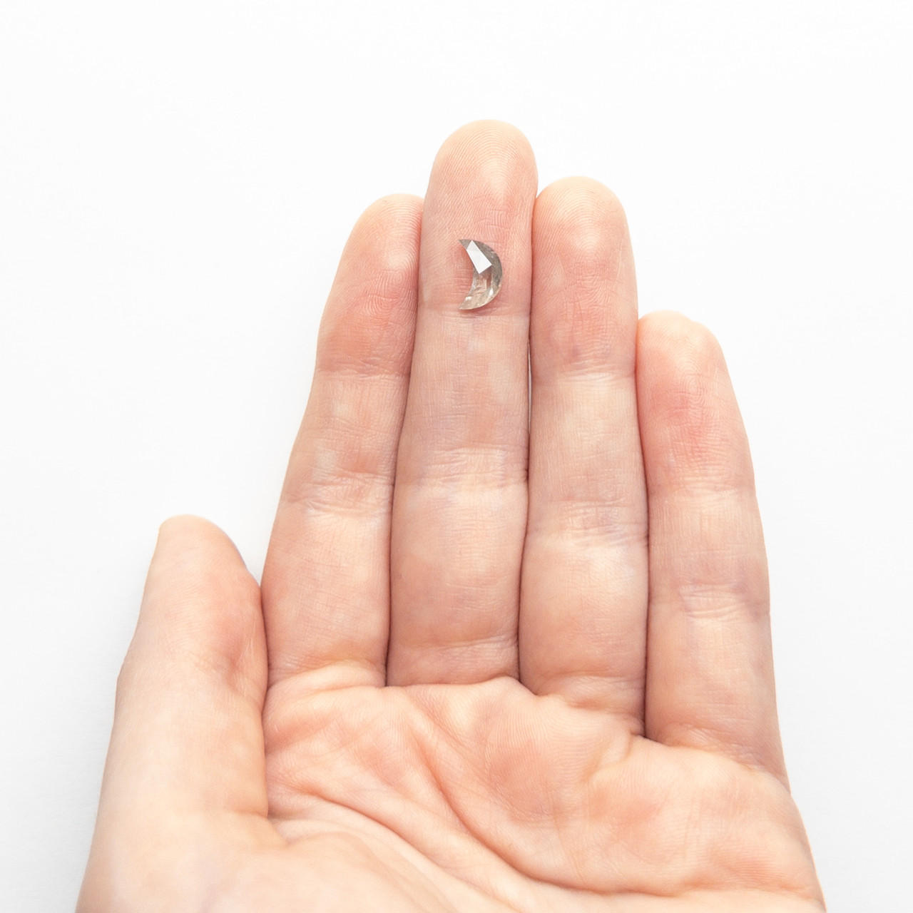 Loose Gemstone Crescent Moon Rose Cut Salt & Pepper Diamond