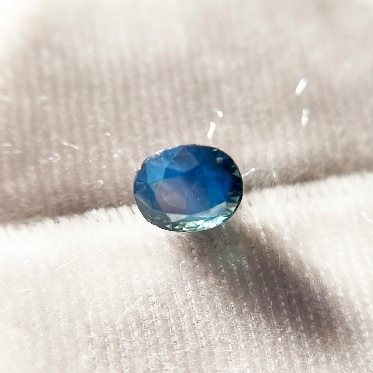Loose Gemstone Oval Opalescent Teal Blue Sapphire