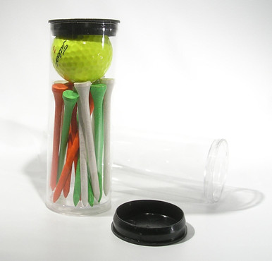 1-3/4" x 4-3/8" Plastic Golf Ball Container | 1 Ball & Room for Tees ...