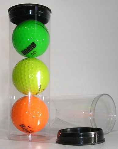 1-3/4" x 5-1/2" Clear Plastic Golf Ball Container | 3 Ball | VisiPak