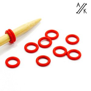 Bright Red EPDM Ring stitch markers for knitting 6mm x 10