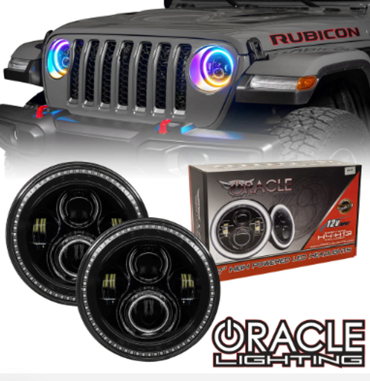 Oracle 5769 332 7 Dynamic Colorshift Led Headlights Jeep Jk 2007 2018