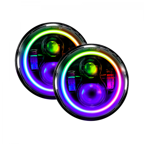 Quake LED 7" RGB HD Accent Headlights (Wrangler JK 2007-2018)