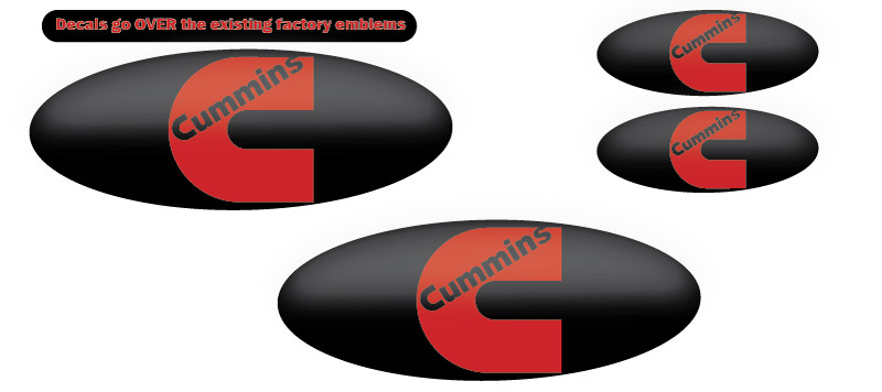 FORD CUMMINS TURBO DIESEL OVERLAY EMBLEM DECALS