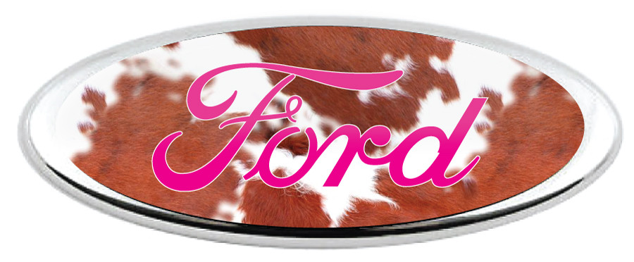 FORD OVERLAY EMBLEM DECAL COW HIDE TAN HOT PINK