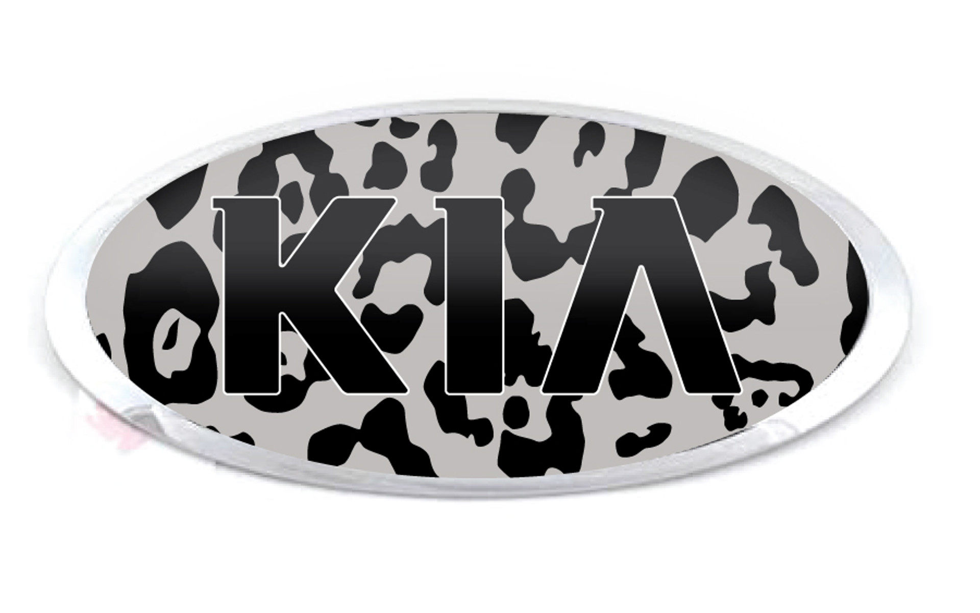 KIA OVERLAY EMBLEM DECALS CHEETAH GRAY BLK LOGO