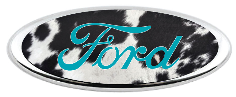 FORD COWHIDE BLACK TEAL OVERLAY EMBLEM DECALS