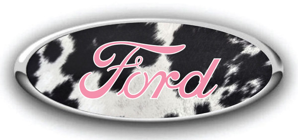 FORD OVERLAY EMBLEM DECAL COW HIDE BLACK HOT PINK