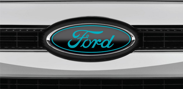 FORD LOGO OVERLAY EMBLEM DECAL BLACK-TEAL