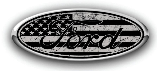 FORD OVERLAY EMBLEM DECAL DISTRESSED US FLAG BLK GRAY TACTICAL