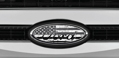 FORD OVERLAY EMBLEM DECAL US FLAG WHITE DISTRESSED