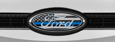 THIN BLUE LINE FORD US FLAG EMBLEM OVERLAY DECAL