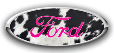 FORD OVERLAY EMBLEM DECAL COW HIDE BLACK HOT PINK