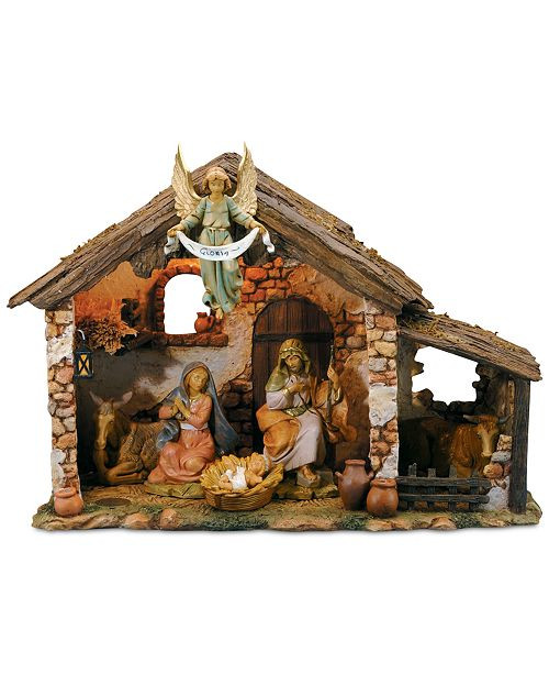 Roman Fontanini Lighted Stable, 5" Collection - 6 Piece Set (54567)