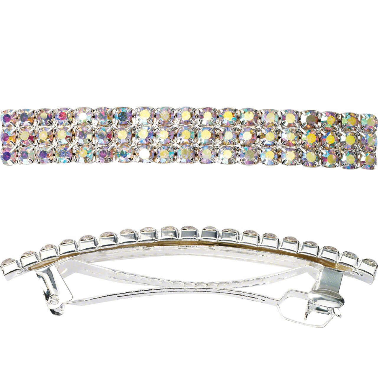Rhinestone Barrette - 3.25" French Clip Barrette Crystal AB