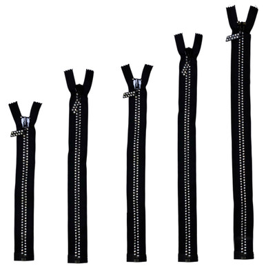 Swarovski Brilliant Rhinestone Zippers Crystal/Black 6 inch SEPARATING