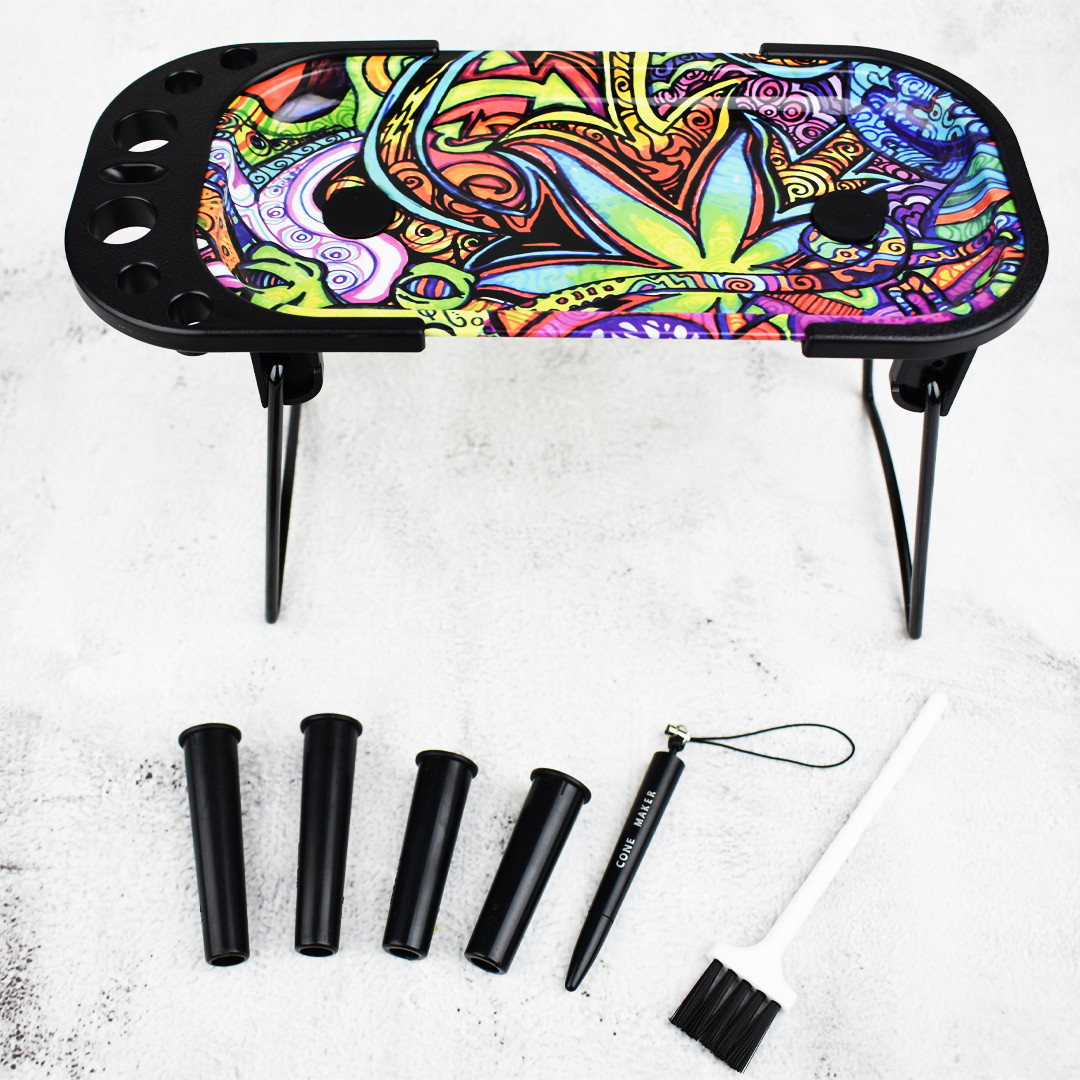 Rolling Tray with Folding Station - Stuff King Size & Standard Cones ...