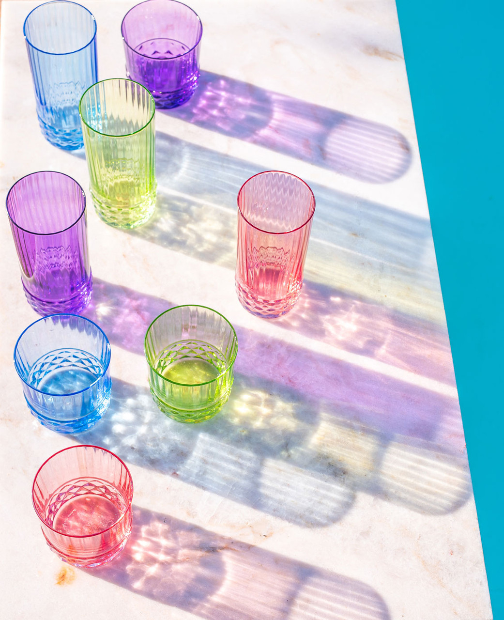 Deco Glass Assorted Tall Tumblers Set/4